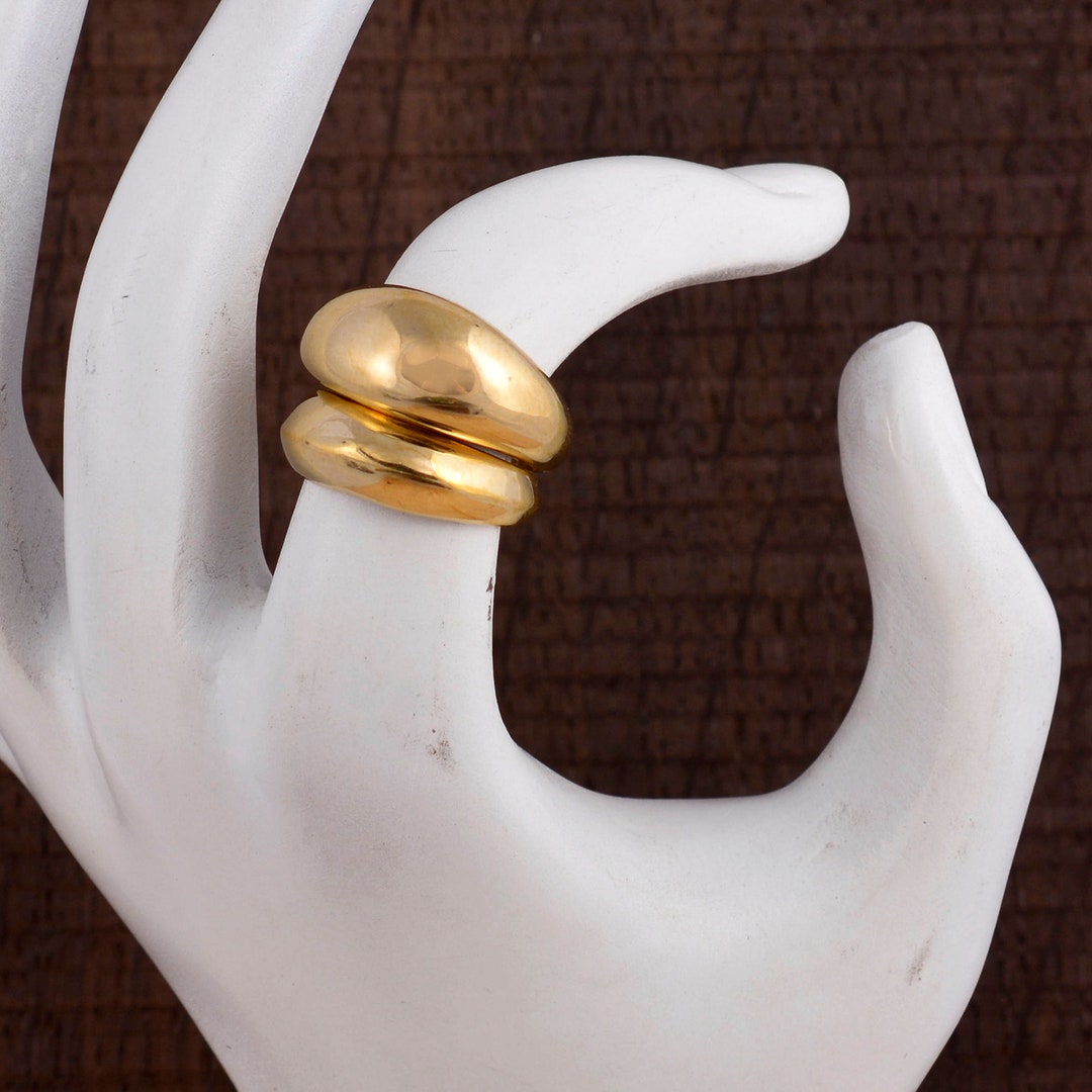 Gold Dome Ring | Croissant Ring | Stackable Ring | Band Ring | Boho ...