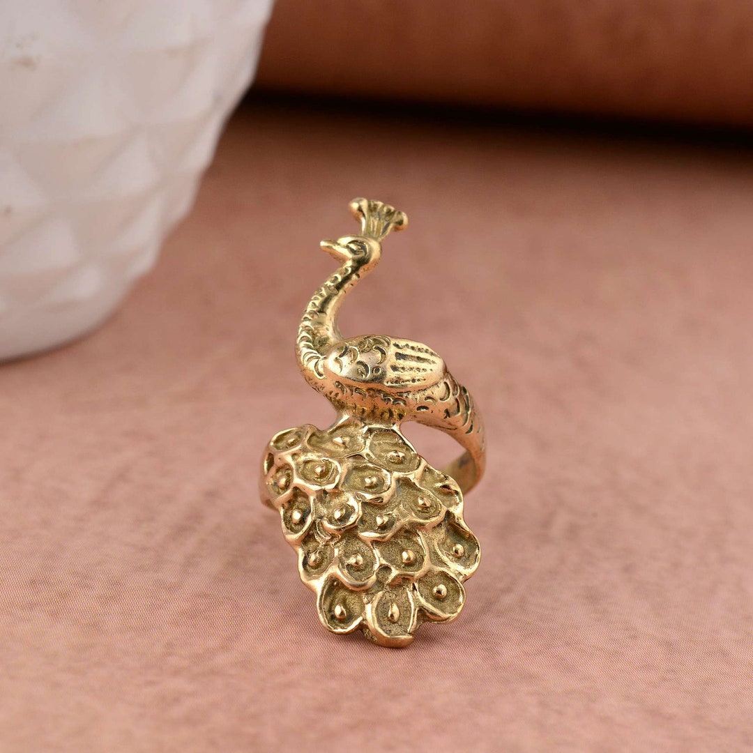 Gold Peacock Ring, Dancing Peacock, Statement Ring, Boho Ring, Handmade ...