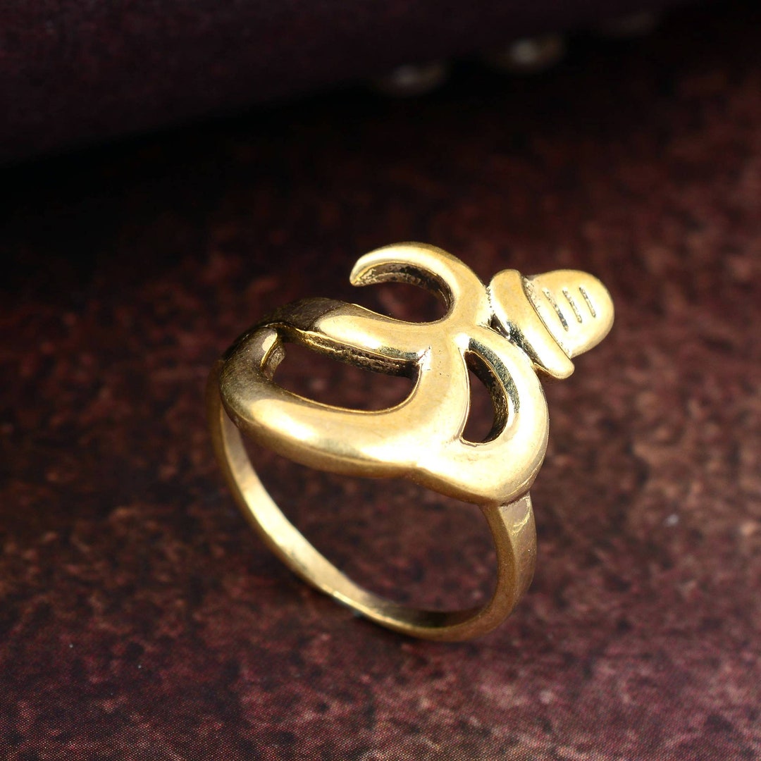 Gold Om Ring, Lord Shiva Ring, Dainty Gold Ring, Handmade Ring ...