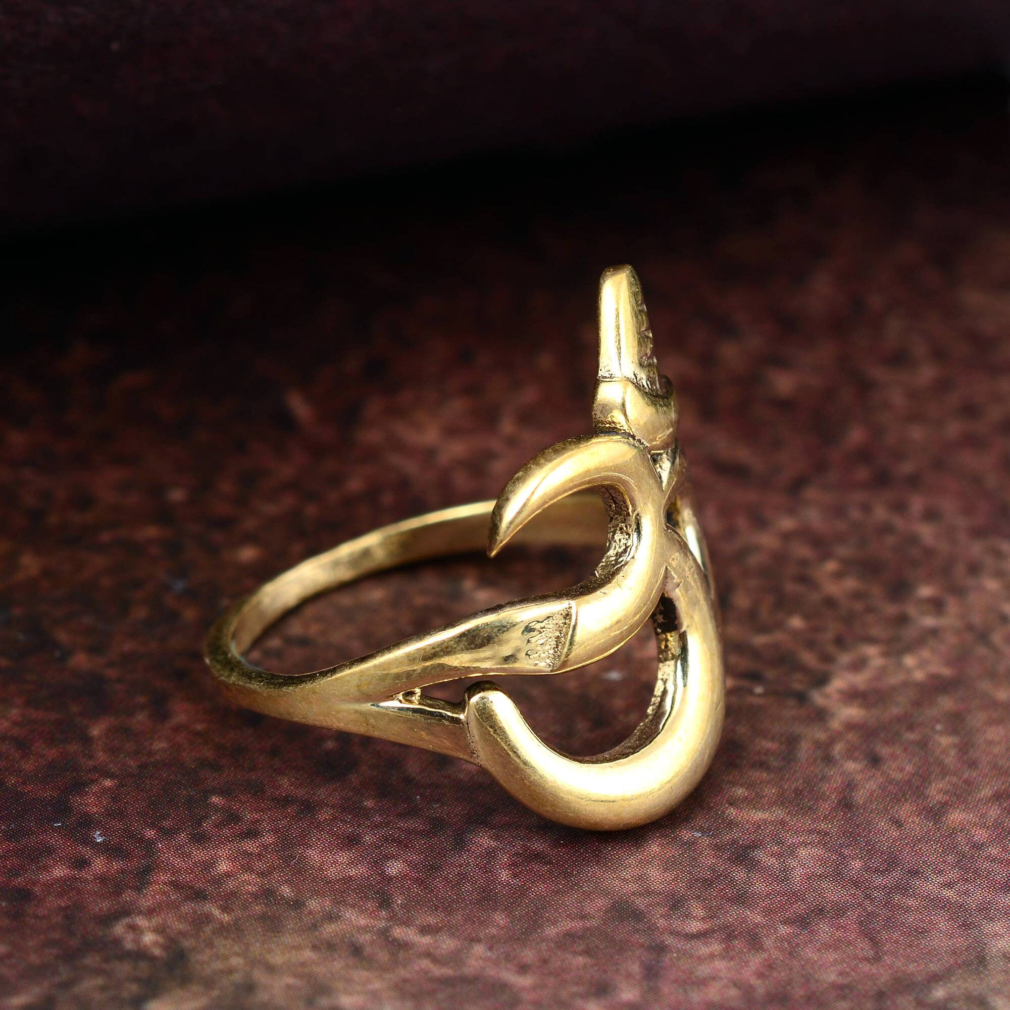 Gold Om Ring, Lord Shiva Ring, Dainty Gold Ring, Handmade Ring ...