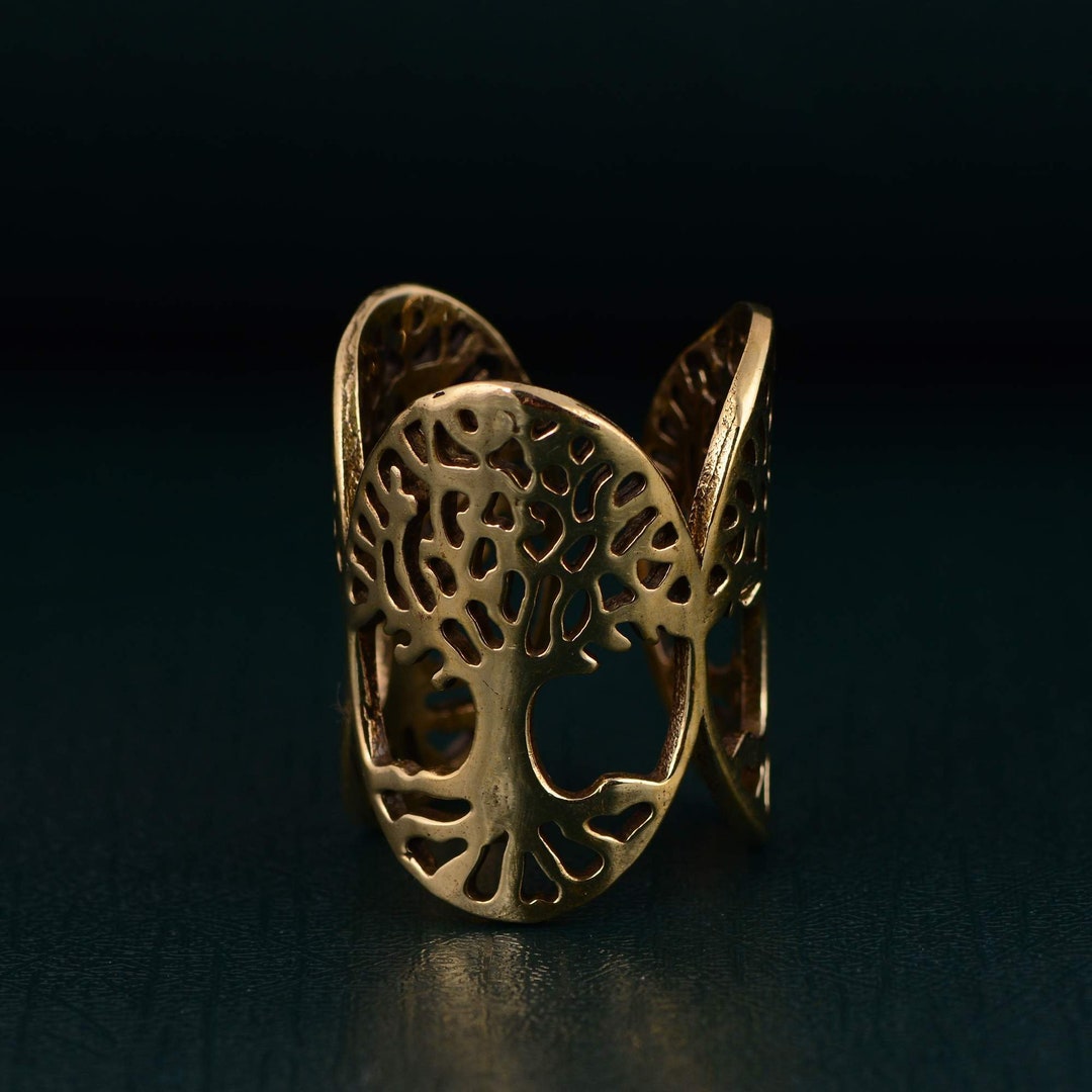 Tree of Life Ring Big Tree Ring Brass Ring Father Day Gift - Etsy