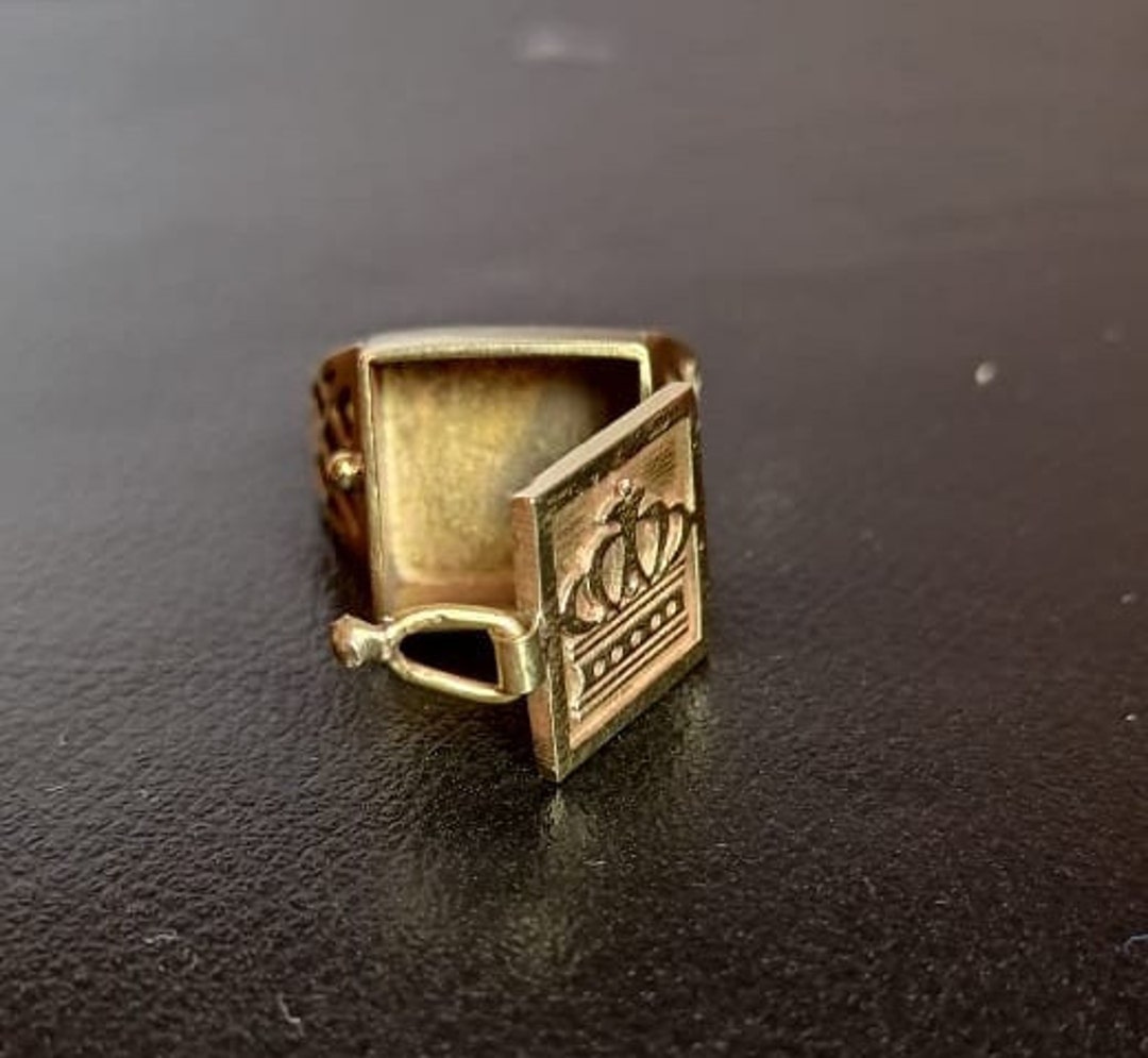 Secret Compartment Ring, King Ring, Gold King Crown Ring, Gold Ring ...