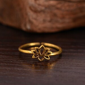 Gold Lotus Ring, Calm Anxiety Meditation Lotus Flower Ring, Nature ...