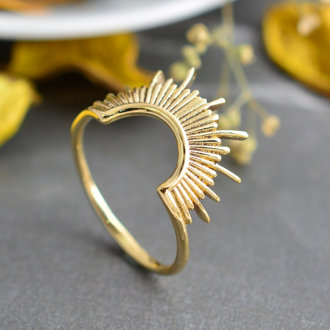 Gold Sun Ring, Spike Ring, Rising Sun Ring, Handmade Ring, Isobel RING ...