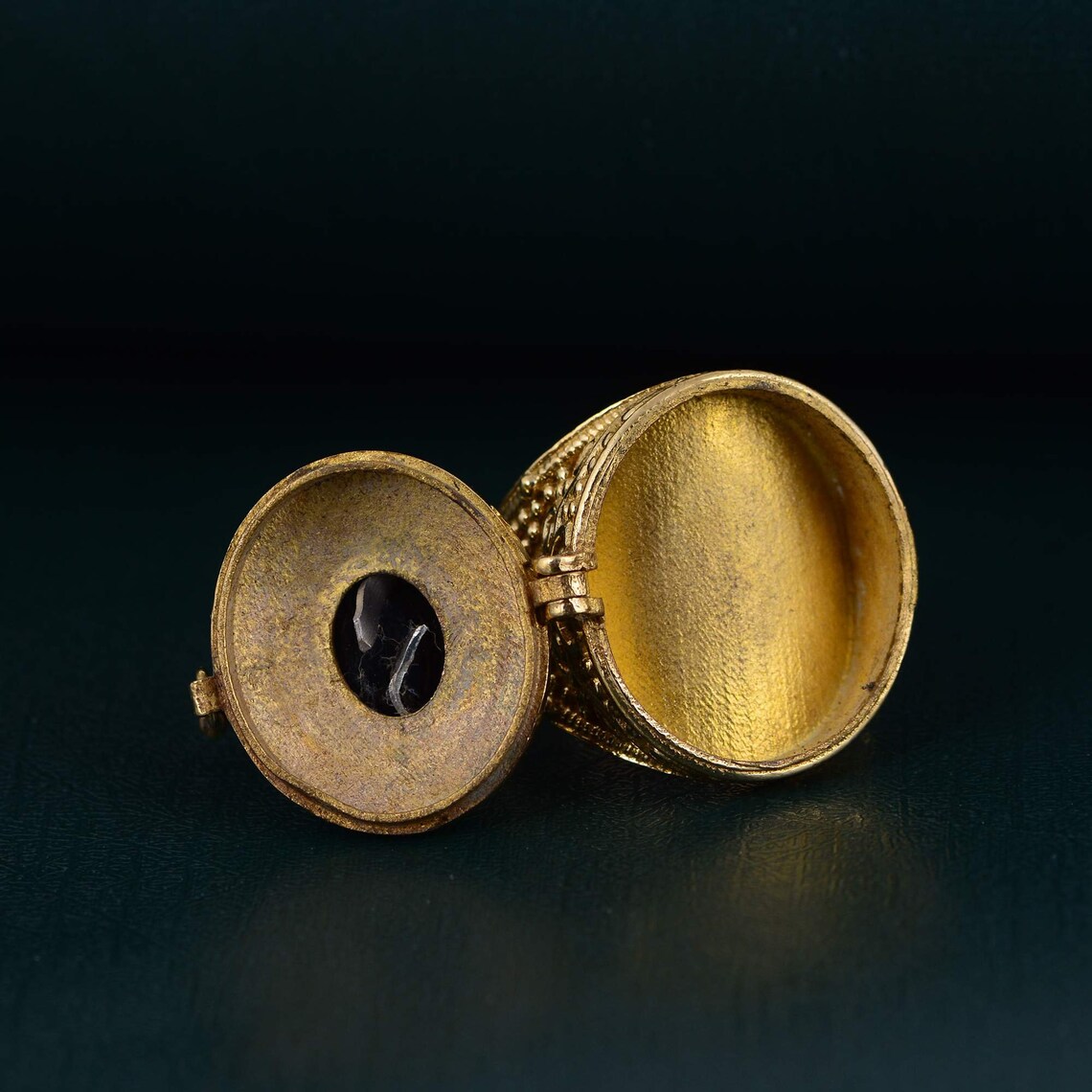 Black Obsidian Poison Ring Secret Box Ring Pill Box Ring - Etsy