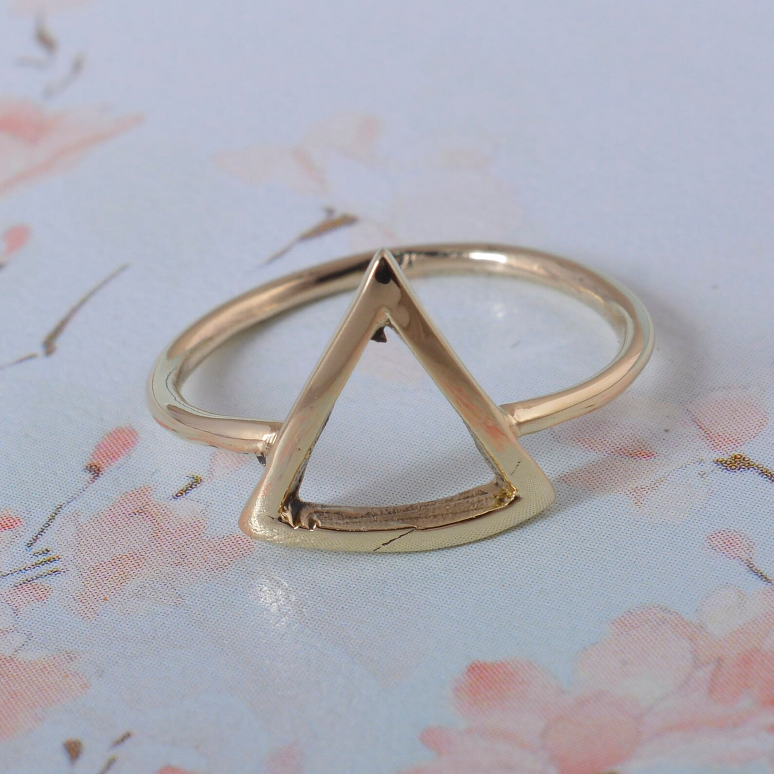 Hollow Triangle Ring Gold Triangle Ring Gold Geometric Ring | Etsy