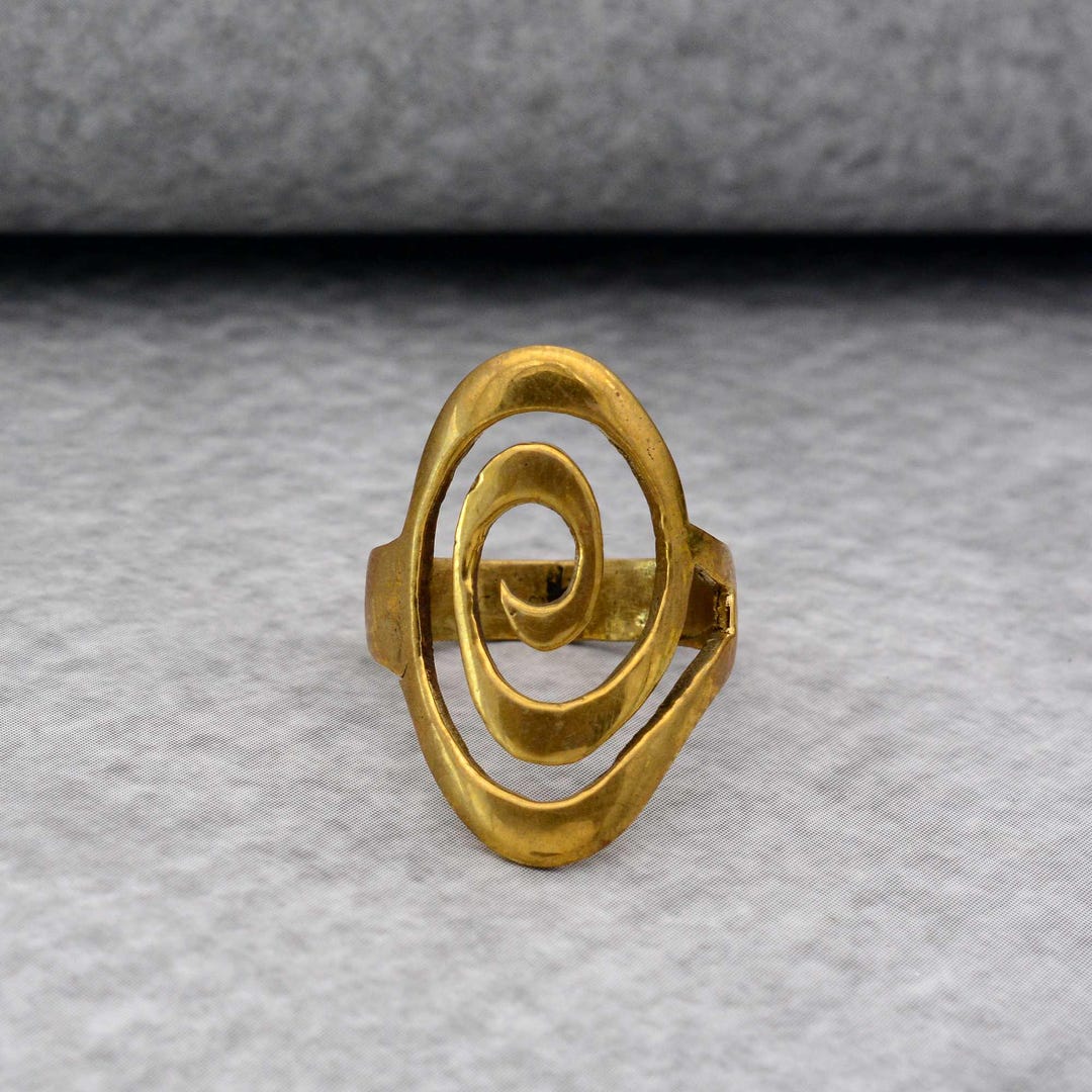 Handmade Brass Spiral Ring: Minimalist Boho Statement Jewelry - Etsy