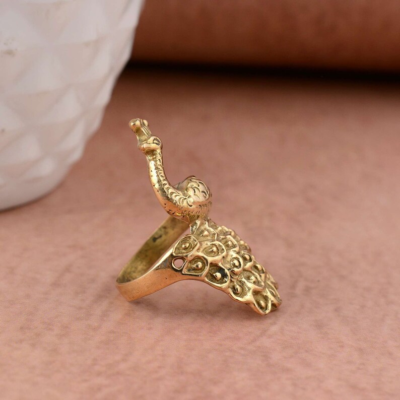 Gold Peacock Ring, Dancing Peacock, Statement Ring, Boho Ring, Handmade Peacock Ring for Women ...