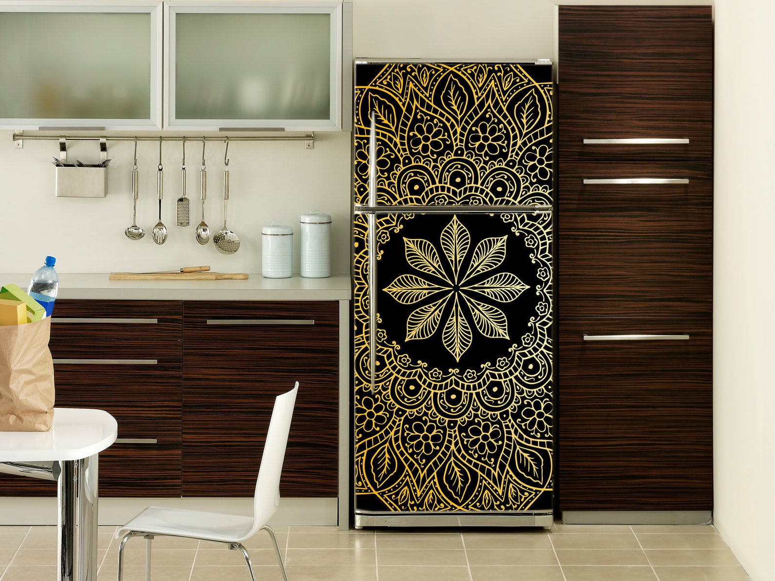 Gold Metallic Mandala Fridge Warp Vintage Refrigerator | Etsy