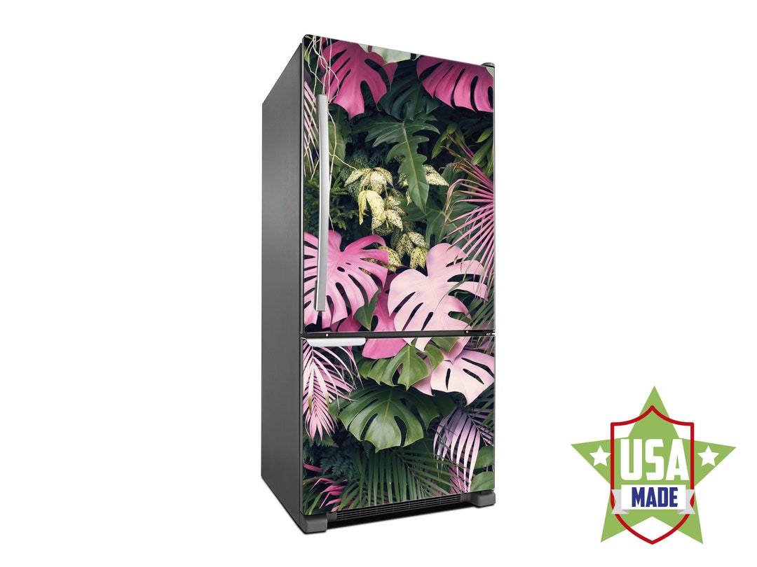 Tropical Leaves Decal Fridge, Floral Leaf Wall Fridge Stickers, Peel ...