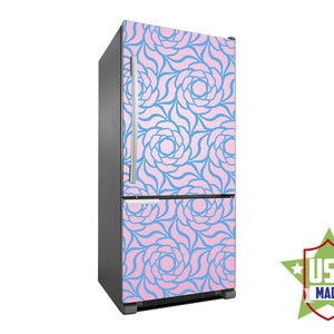 Blue and Pink Mandala Decal Fridge, Bohemian Wall Fridge Stickers, Peel ...