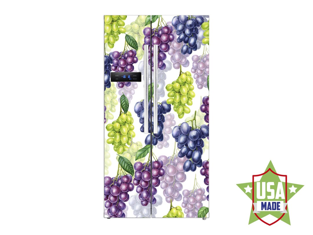 Bunches of Grapes Watercolor Decal Fridge Cover Wall Fridge Stickers ...
