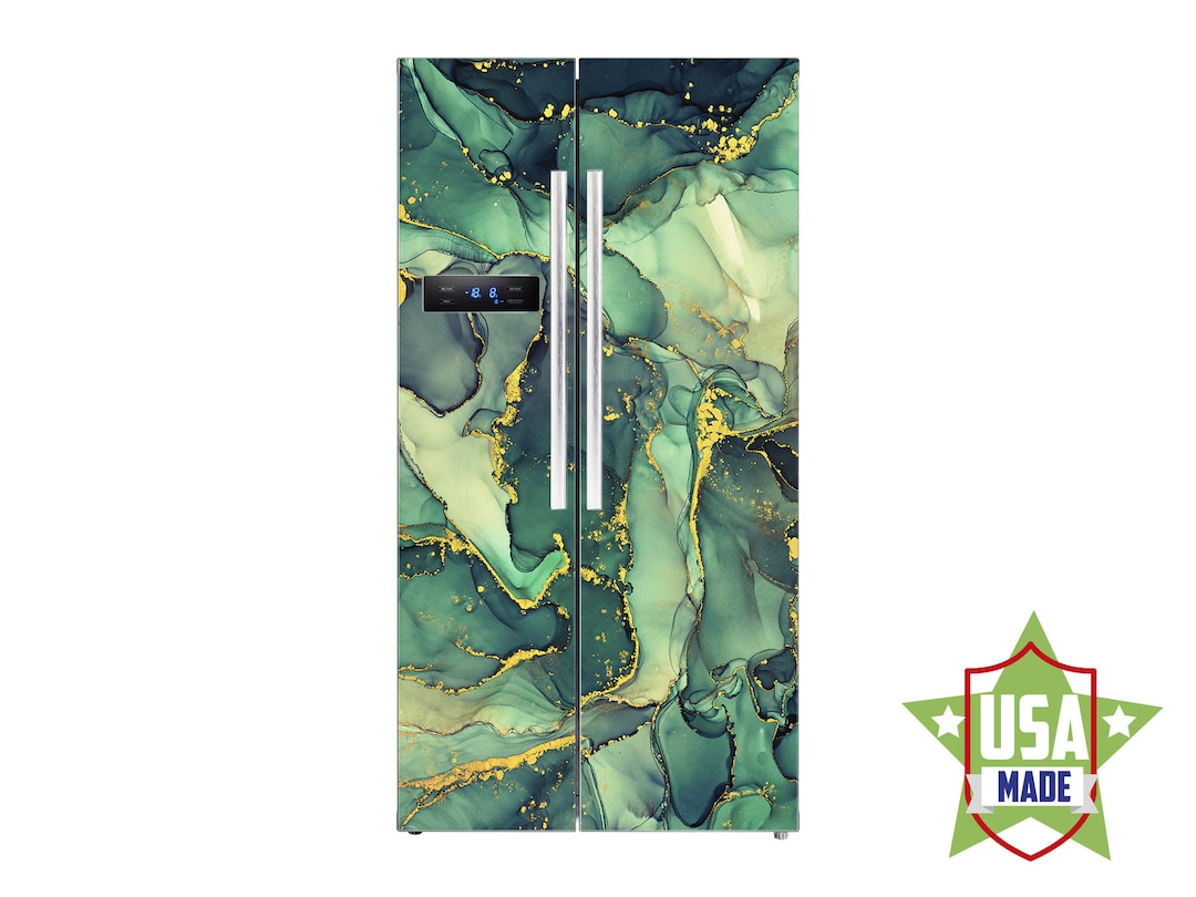 Sea Wave Colors Marble Decal Not Metalic Fridge Cover Wall Fridge ...