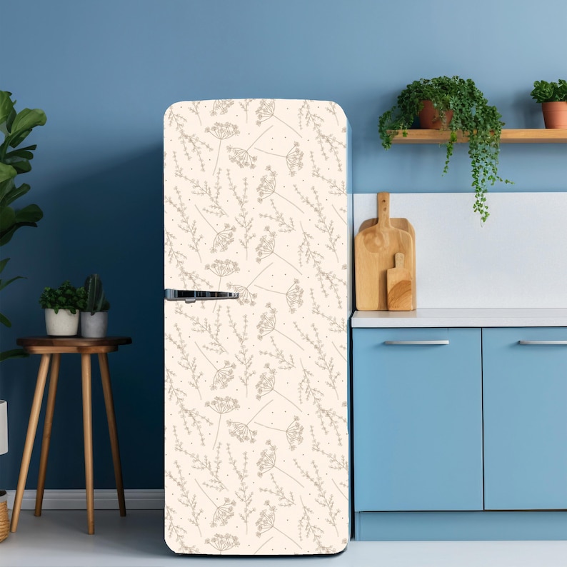 Fridge Wrap Boho Floral Refrigerator Wrap Vinyl Peel and Stick ...
