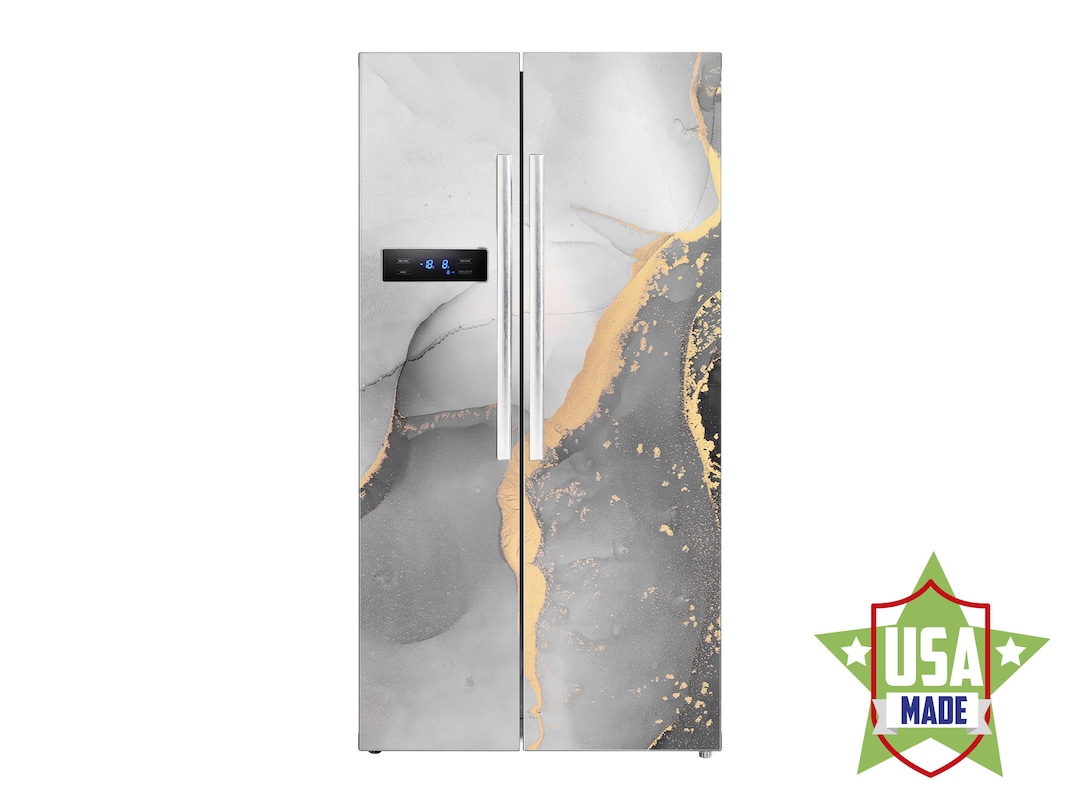 Gray Marble Decal Not Metallic Fridge Cover Wall Fridge Stickers Peel ...