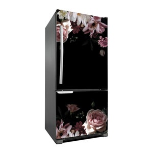 Dark Flower Decal Fridge,roses Floral Wall Fridge Stickers, Peel ...