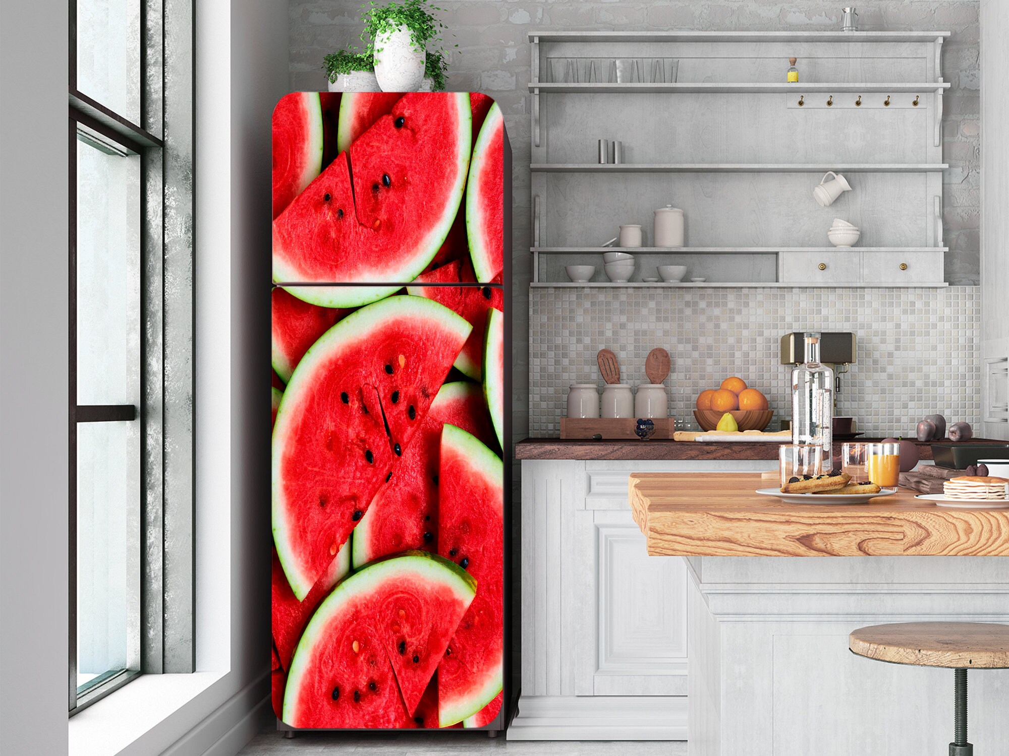 Watercolor Watermelon Decal Fridge Cover Fruits Wall Fridge | Etsy