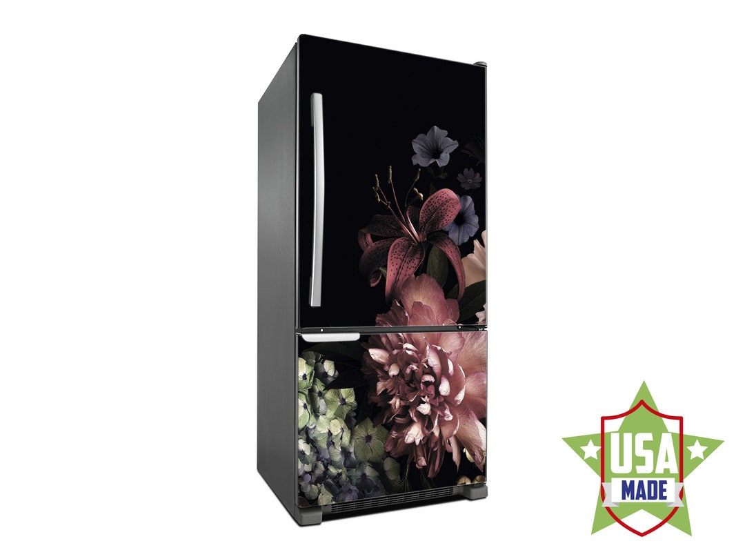 Dark Flower Decal Fridge,roses Floral Wall Fridge Stickers, Peel ...