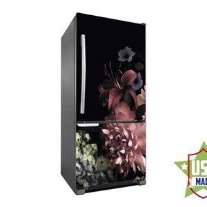 Dark Flower Decal Fridge,roses Floral Wall Fridge Stickers, Peel ...