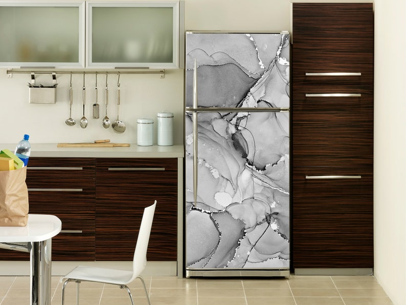 Gray Marble Decal Not Metallic Fridge Cover Wall Fridge - Etsy