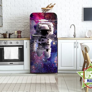 Astronaut Decal Fridge Cover Wall Fridge Stickers Peel Stick, Self ...