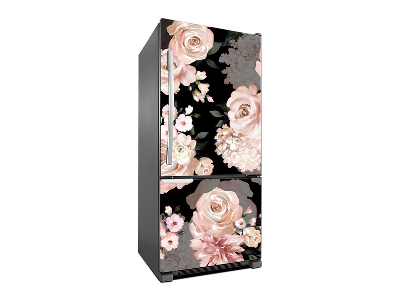 Dark Flower Decal Fridgeroses Floral Wall Fridge Stickers - Etsy