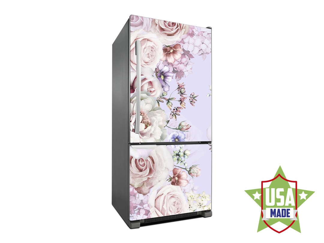 Pink Bouquet Flower Decal Fridge Floral Wall Fridge Stickers, Peel ...