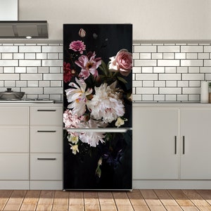 Flower Composition Decal Fridge, Floral Wall Fridge Stickers, Peel ...