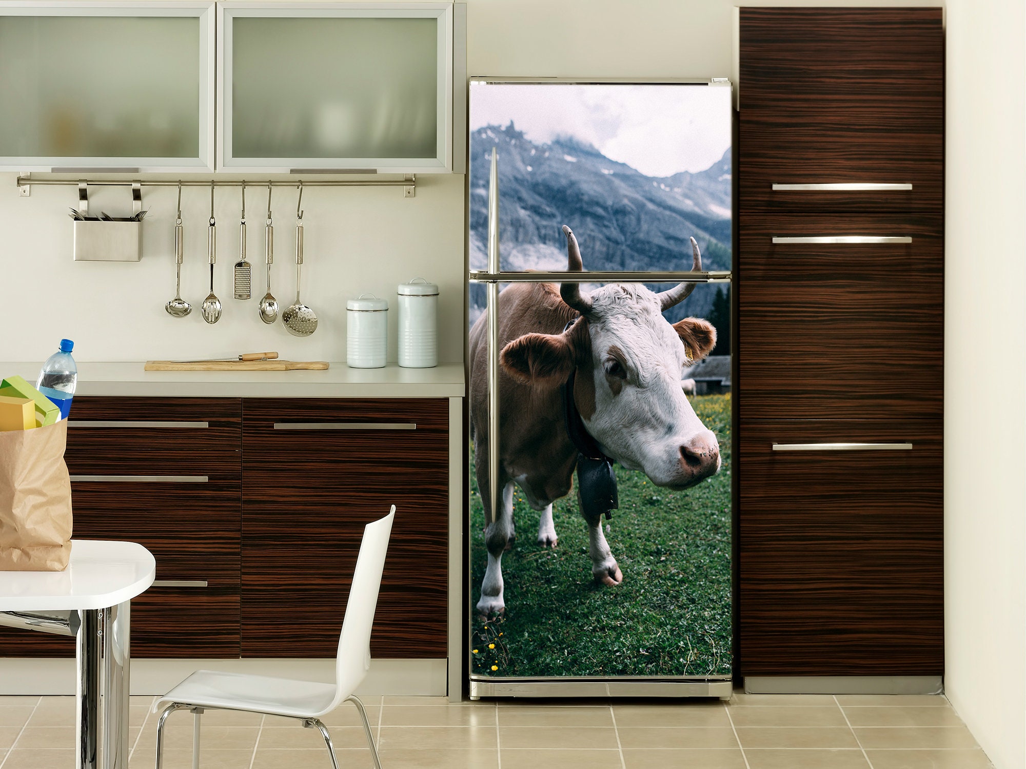 Cow Decal Fridge Wall Fridge Stickers Peel Stick, Self Adhesive Sticker ...