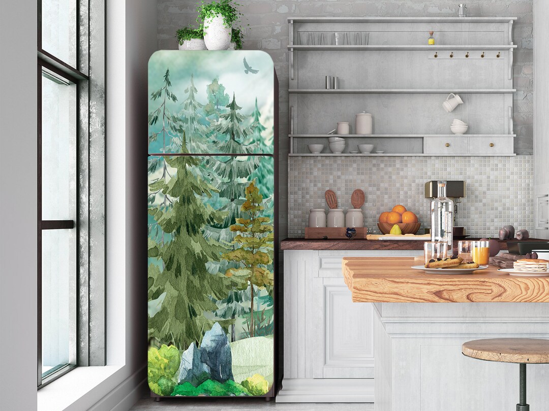 Forest Nature Sticker Fridge Cover Refrigerator Wall Stickers Peel ...