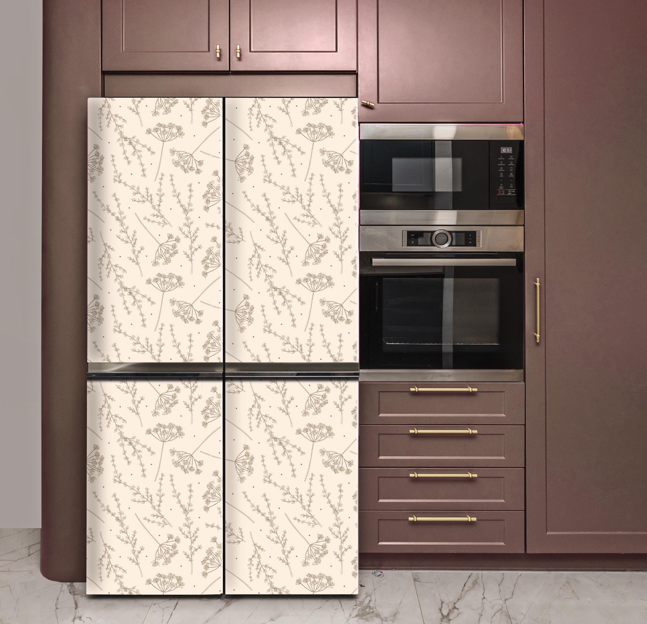 Fridge Wrap Boho Floral Refrigerator Wrap Vinyl Peel and Stick ...
