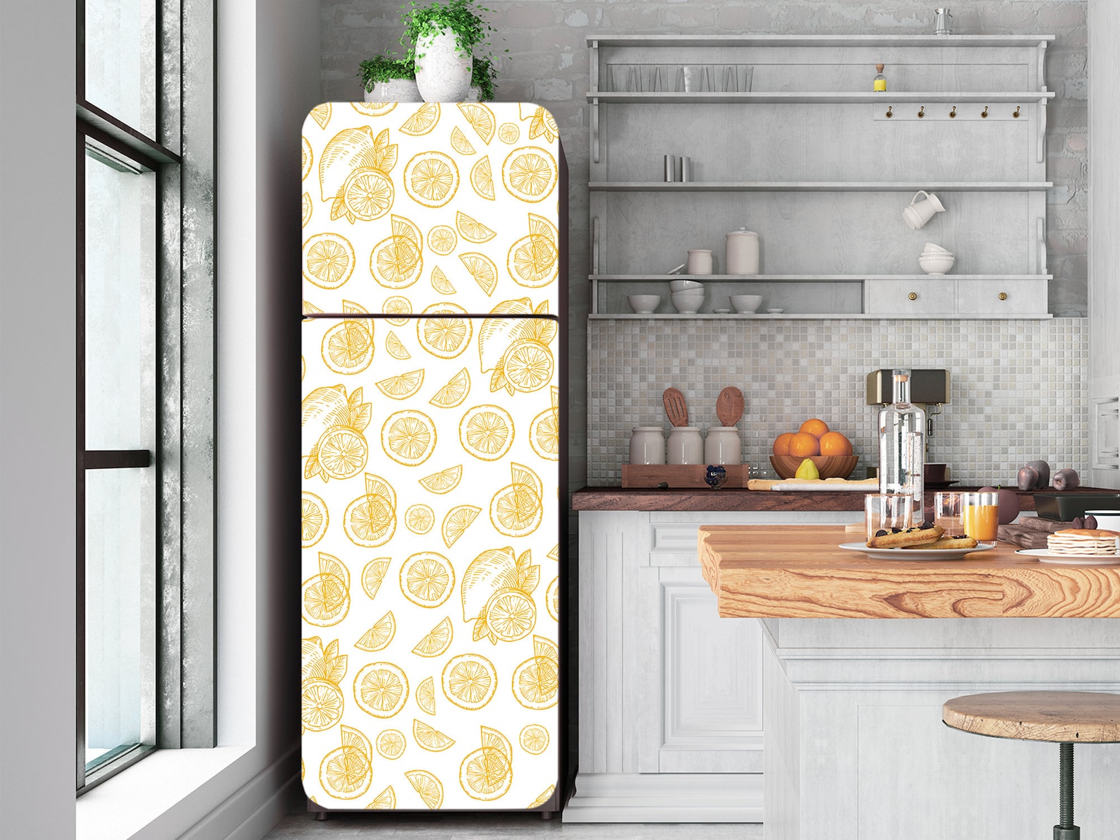Watercolor Lemons Decal Fridge Cover Fruits Wall Fridge | Etsy