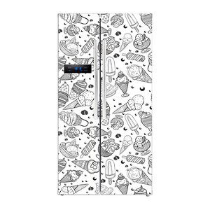 Ice Cream Watercolor Sticker Fridge Cover Fridge Wall Decals Peel and ...