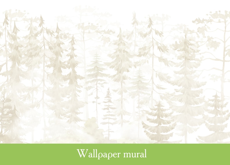 Beige Forest Wallpaper Watercolor for Boy Girl Nursery - Etsy