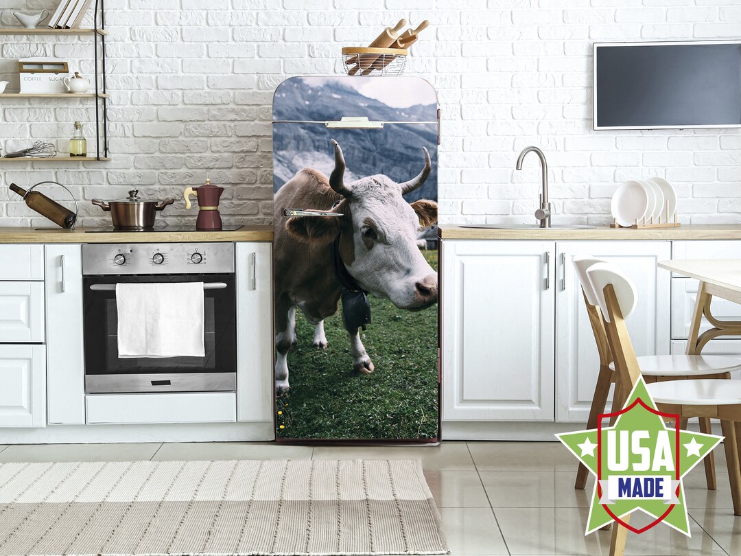 Cow Decal Fridge Wall Fridge Stickers Peel Stick, Self Adhesive Sticker ...