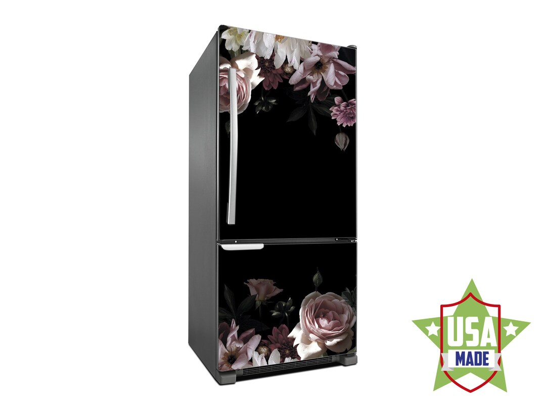 Dark Flower Decal Fridge,roses Floral Wall Fridge Stickers, Peel ...