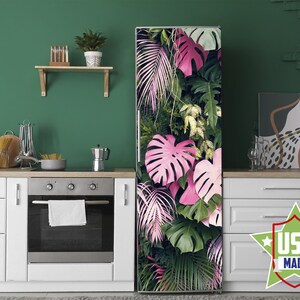 Tropical Leaves Decal Fridge, Floral Leaf Wall Fridge Stickers, Peel ...
