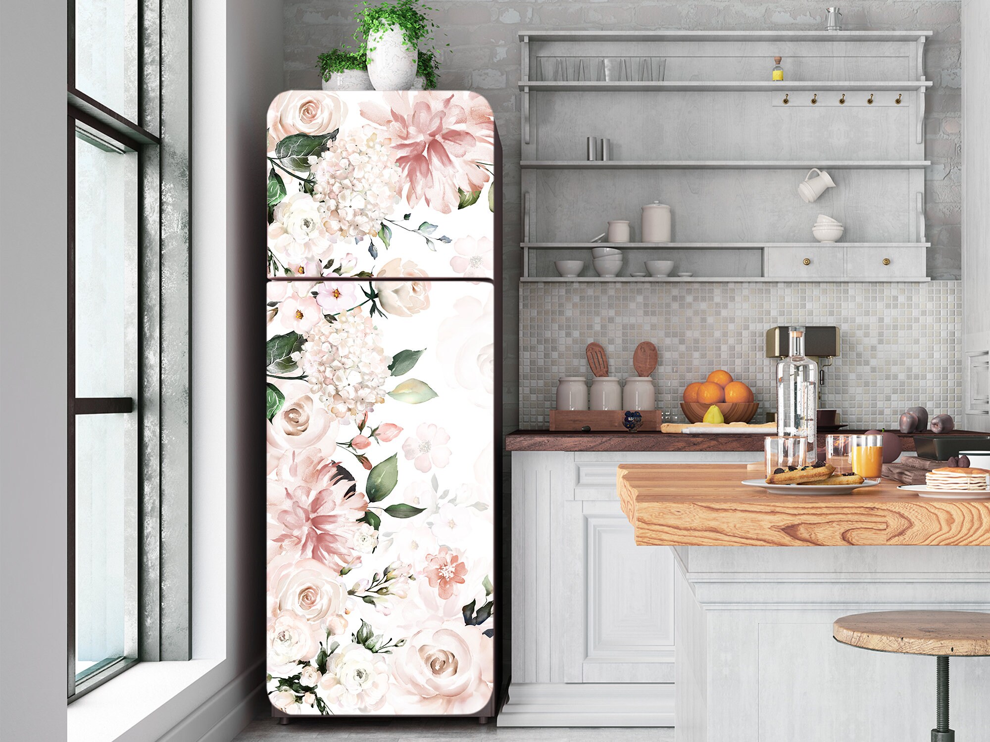 Rose Flower Refrigerator Sticker Flower Rose Refrigerator Stickers Self ...