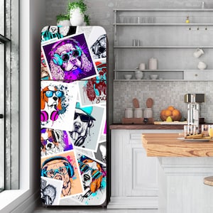 Dogs Decal Fridge Removable, Graffiti Dog Dishwasher Machine Stickers ...