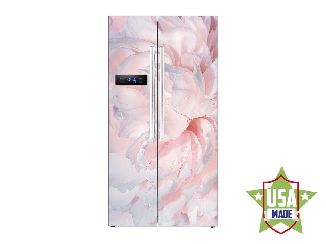 Pink Fridge Wrap, Marble Refrigerator Decal Cover Peel and Stick, Self ...