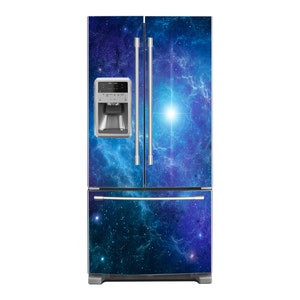 Stars Space Galaxy Decal Fridge Cover Wall Fridge Stickers Peel Stick ...