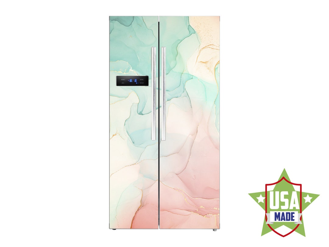 Soft Pastel Fridge Marble Decal, Pink Cover Wall Fridge Stickers, Self ...