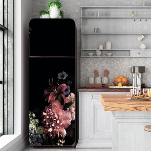 Dark Flower Decal Fridge,roses Floral Wall Fridge Stickers, Peel ...