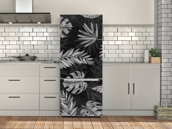 Gray Tropical Leaves Decal Fridge Dark Floral Leaf Wall Fridge - Etsy