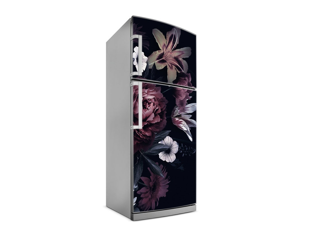 Dark Peony Flower Decal Fridge Floral Wall Fridge Stickers - Etsy