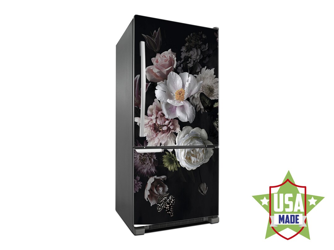 Dark Flower Decal Fridge,roses Floral Wall Fridge Stickers, Peel ...