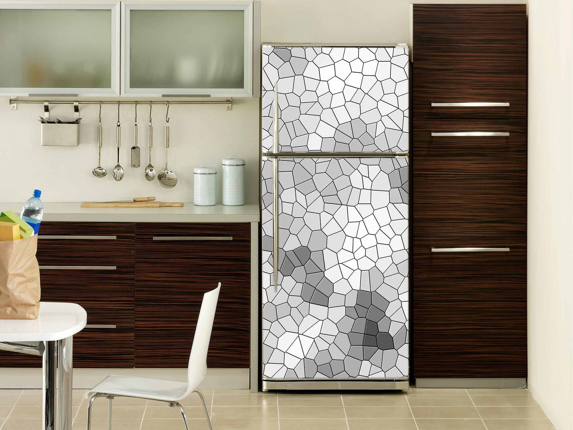 Stained Glass Mural Decal Fridge Grey Floral Wall Fridge - Etsy