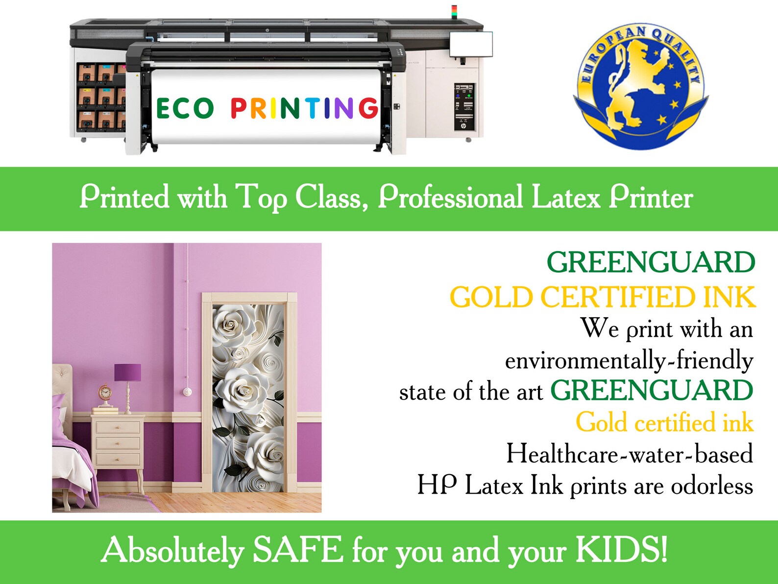 White Flowers Sticker Mural for Door, Window Wall Fridge Sticker Peel ...