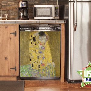 Dishwasher Machine Vinyl Stickers, Klimt the Kiss Oil Painting Decal ...