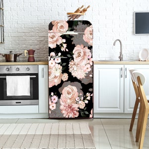 Dark Flower Decal Fridge,roses Floral Wall Fridge Stickers, Peel ...